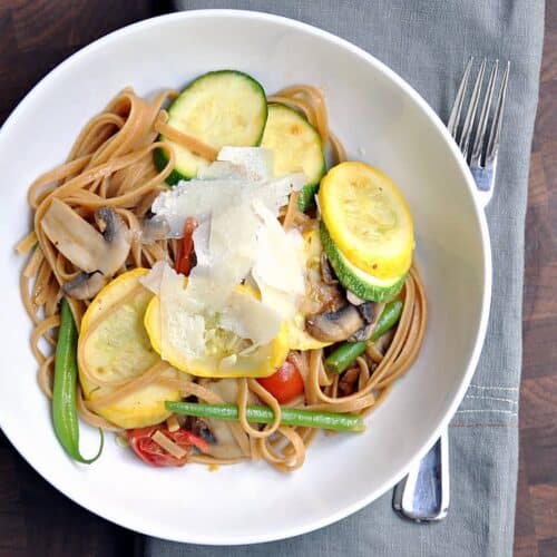 Summer Vegetable Linguine - Pinch and Swirl