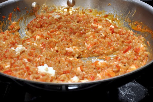 Tomato and Shrimp Risotto with Ouzo and Feta - Pinch and Swirl