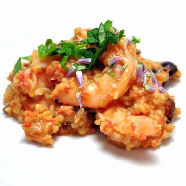 Tomato and Shrimp Risotto with Ouzo and Feta - Pinch and Swirl