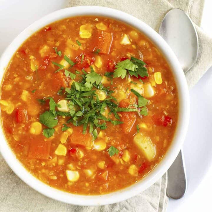 Easy Vegan Corn Chowder Recipe - Pinch and Swirl