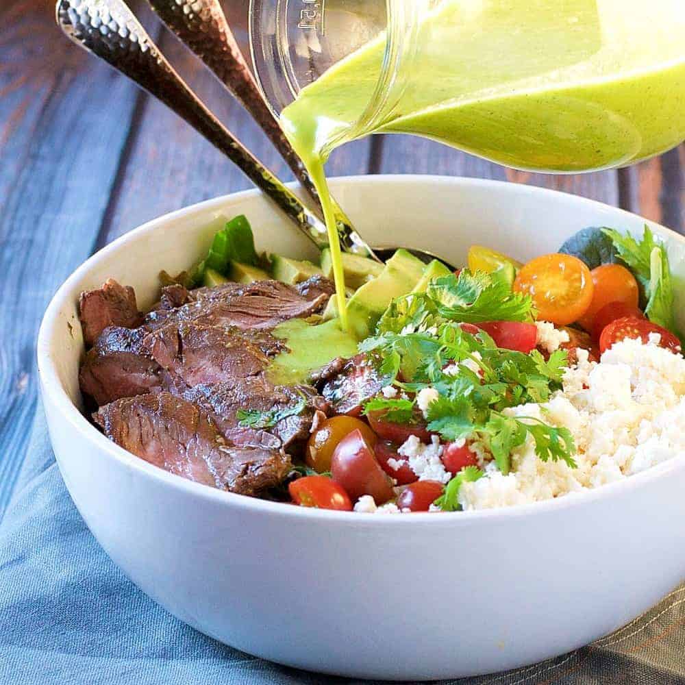 Carne Asada Steak Salad with Mojo Dressing - Pinch and Swirl