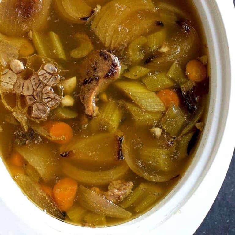 Slow Cooker Beef Bone Broth - Pinch and Swirl