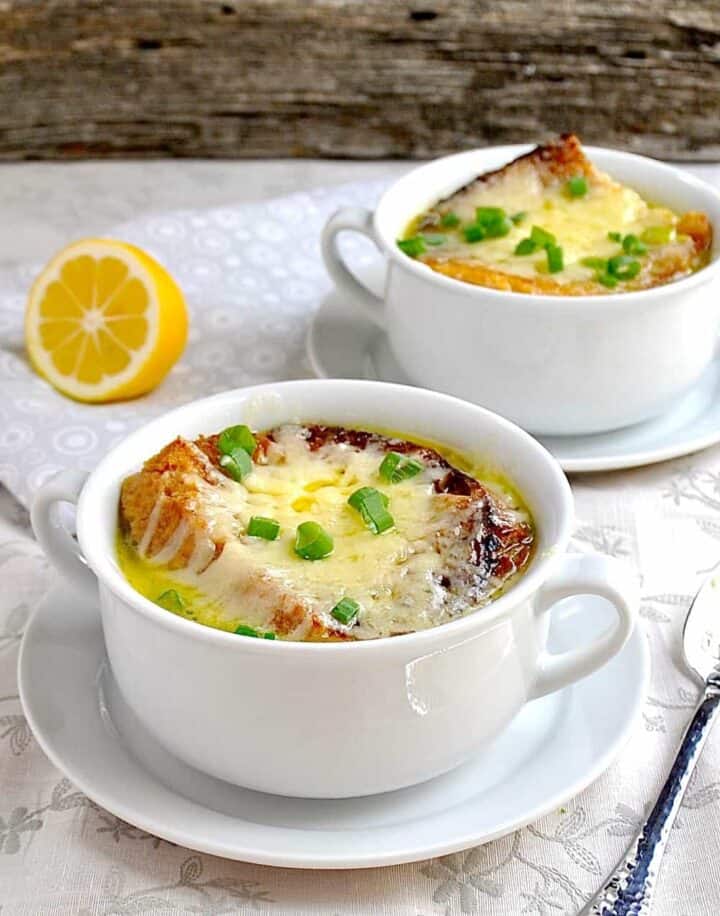 Spring Leek Soup with Gruyere Toasts - Pinch and Swirl