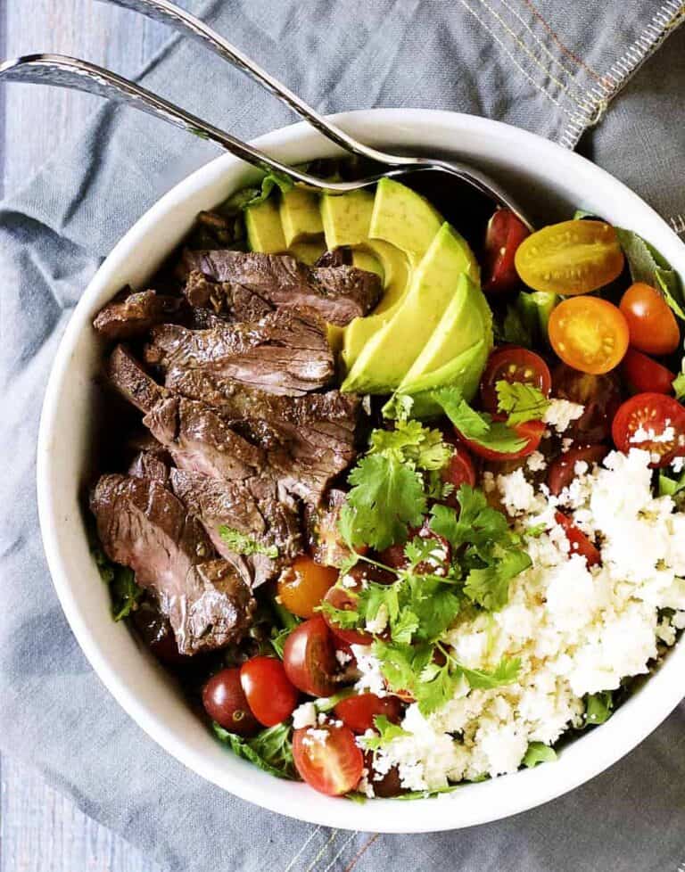 Carne Asada Steak Salad with Mojo Dressing - Pinch and Swirl