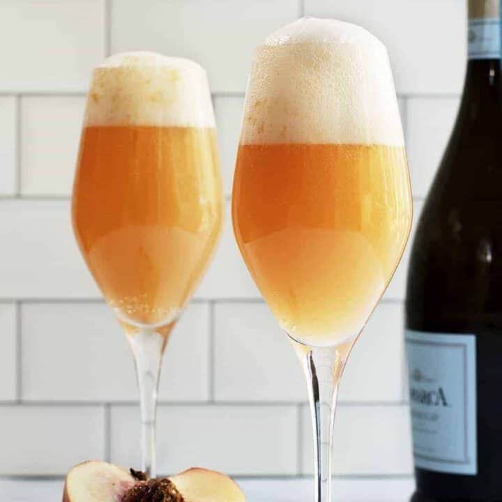 The BEST Peach Bellini Recipe - Pinch and Swirl