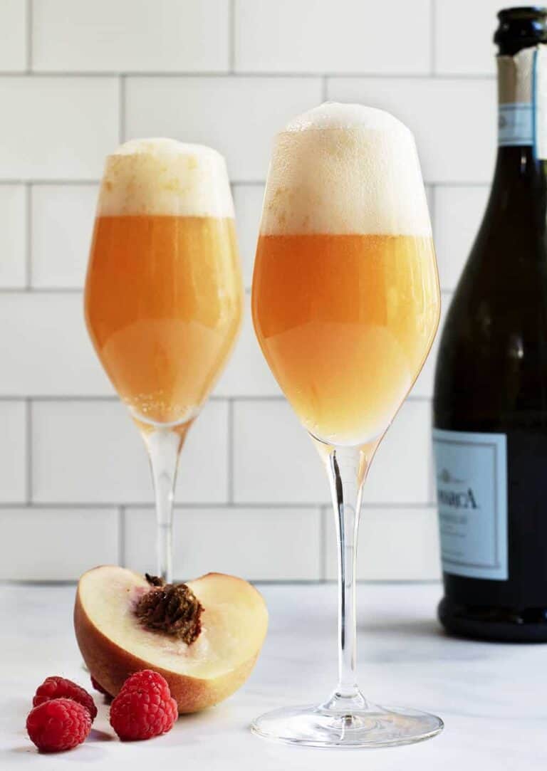 The BEST Peach Bellini Recipe - Pinch and Swirl