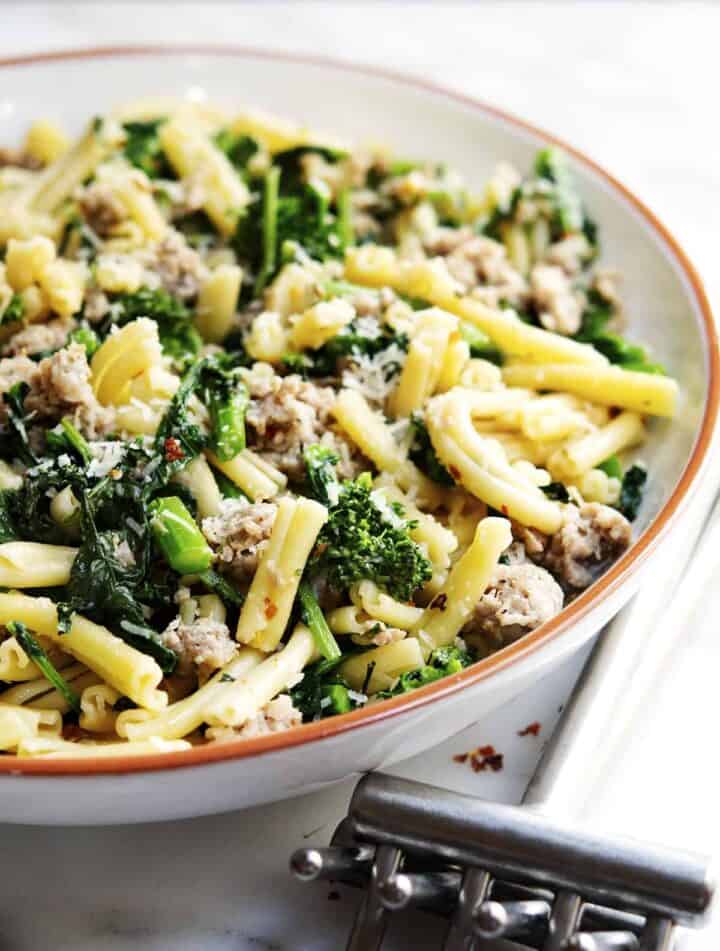 Broccoli Rabe and Sausage Pasta - Pinch and Swirl