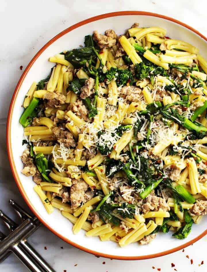 Broccoli Rabe and Sausage Pasta - Pinch and Swirl
