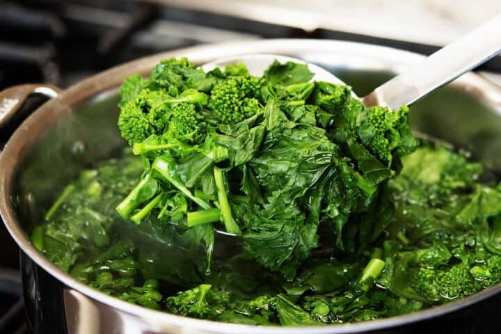 Rapini (Broccoli Rabe) with Raisins and Hazelnuts - Pinch and Swirl