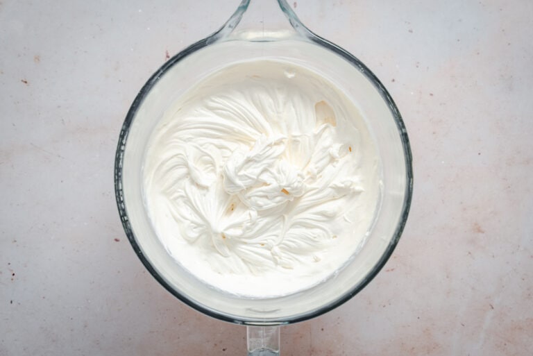 Stabilized Whipped Cream Frosting (5 minute recipe!) - Pinch and Swirl