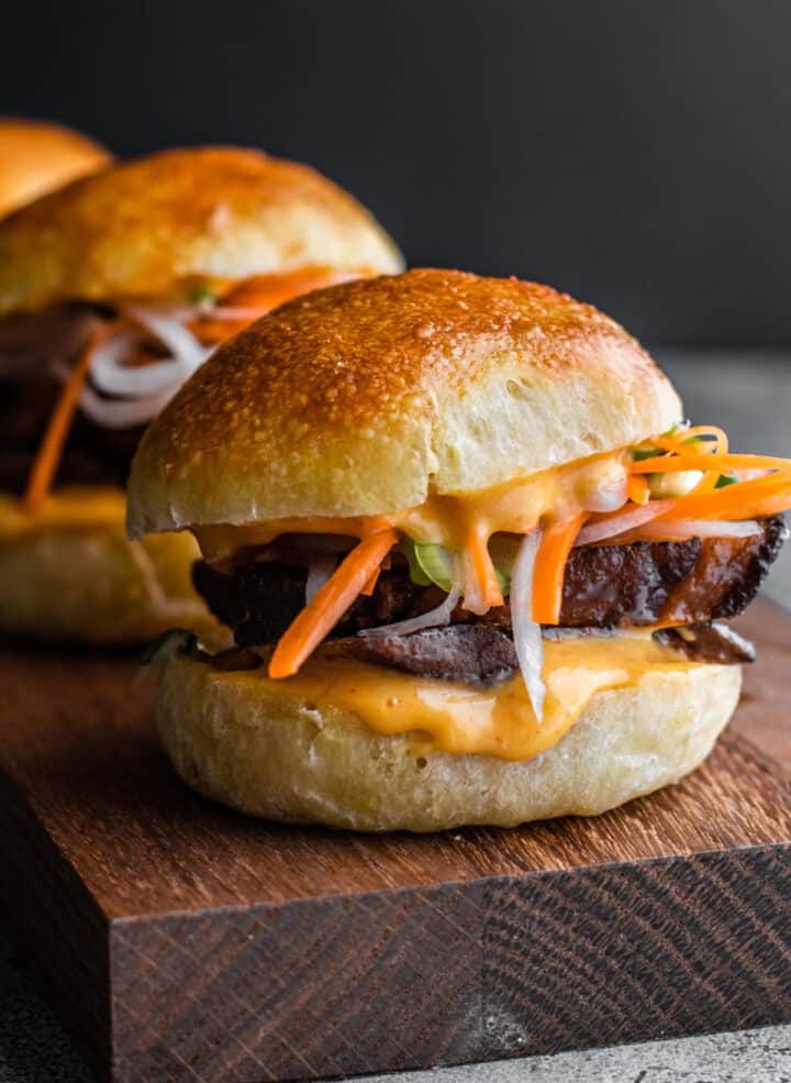 Easy Pork Belly Sliders (Game Day perfect!) - Pinch and Swirl