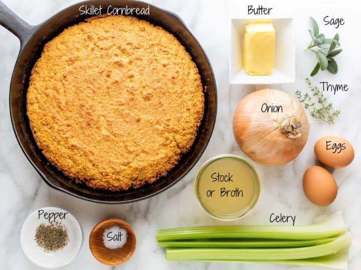 Cornbread Dressing (with Skillet Cornbread) - Pinch and Swirl