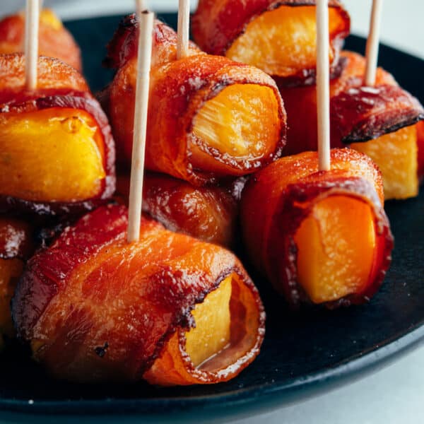 Bacon Wrapped Pineapple (Sweet and spicy!) - Pinch and Swirl