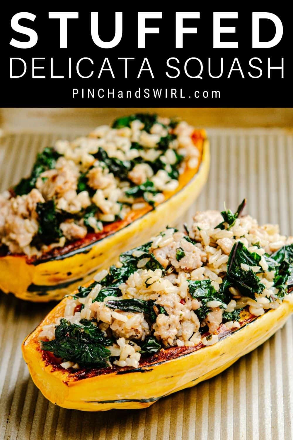 Stuffed Delicata Squash - Pinch and Swirl