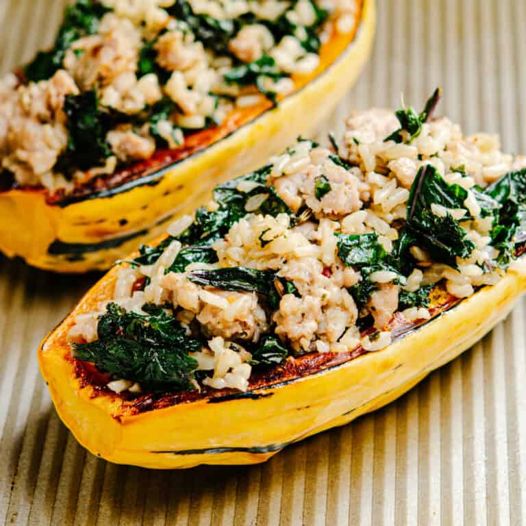 Stuffed Delicata Squash - Pinch and Swirl