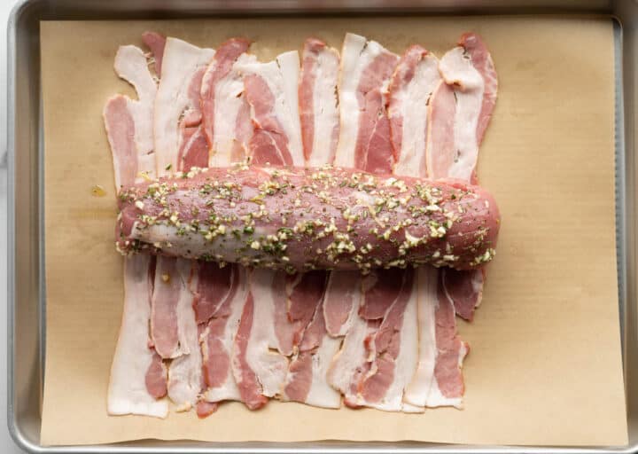 Bacon Wrapped Pork Tenderloin - Pinch and Swirl