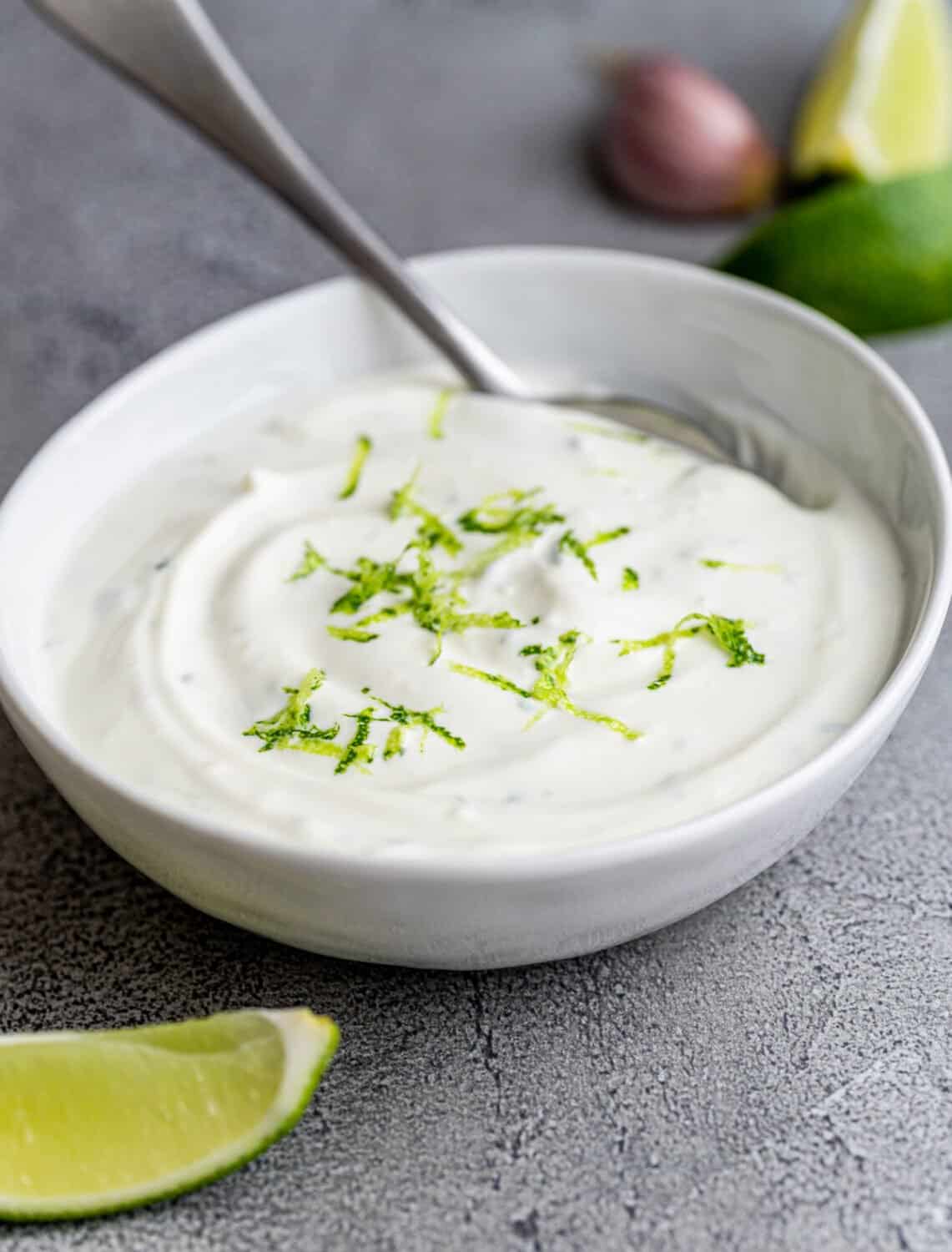 Lime Crema (5 minute recipe!) - Pinch and Swirl
