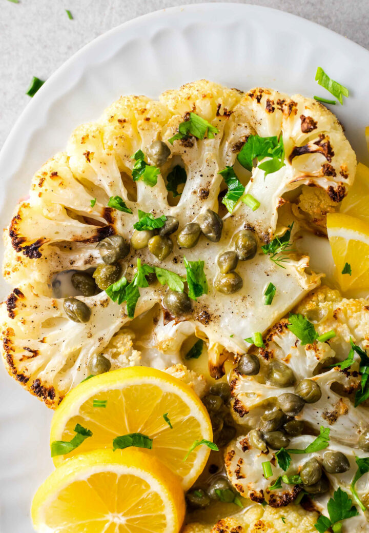 Cauliflower Piccata (Made in the oven!) - Pinch and Swirl