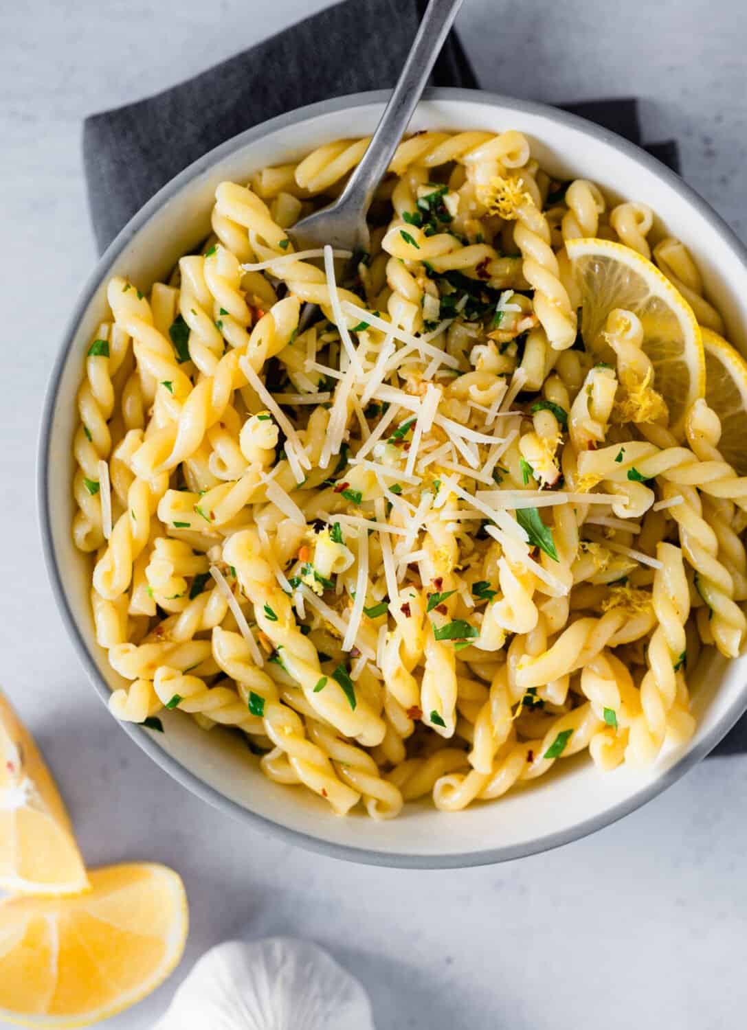 Gemelli Pasta with Lemon and Garlic - Pinch and Swirl