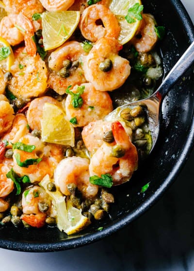 Quick and Easy Shrimp Piccata - Pinch and Swirl