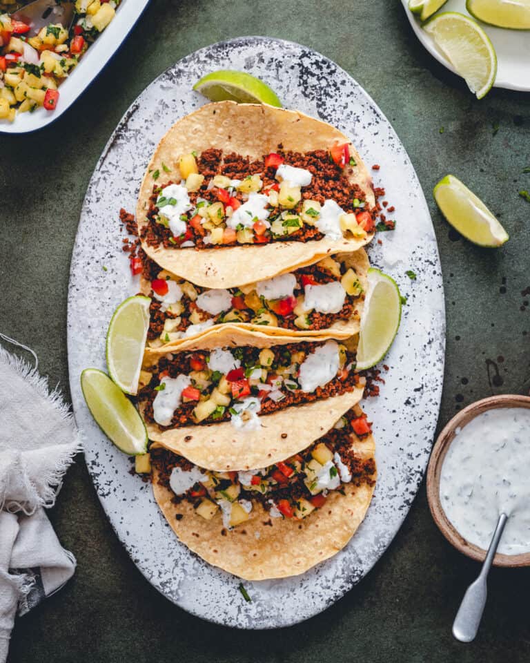 Easy Chorizo Tacos with Pineapple Salsa - Pinch and Swirl