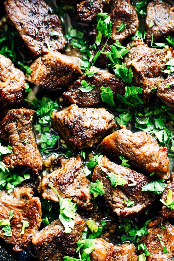 Garlic Butter Steak Bites (15 minutes!) - Pinch and Swirl