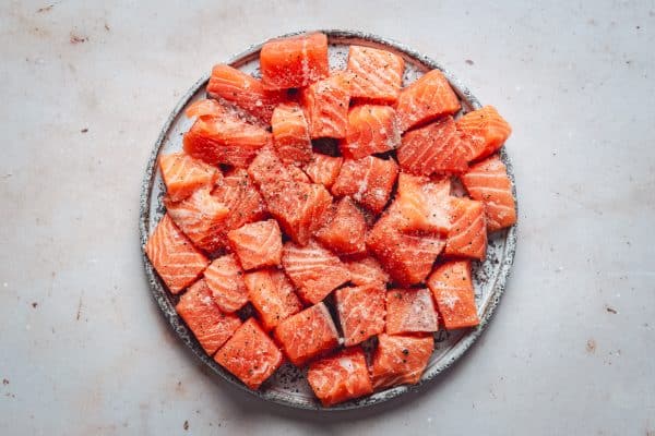 Salmon Bites with Garlic Butter - Pinch and Swirl