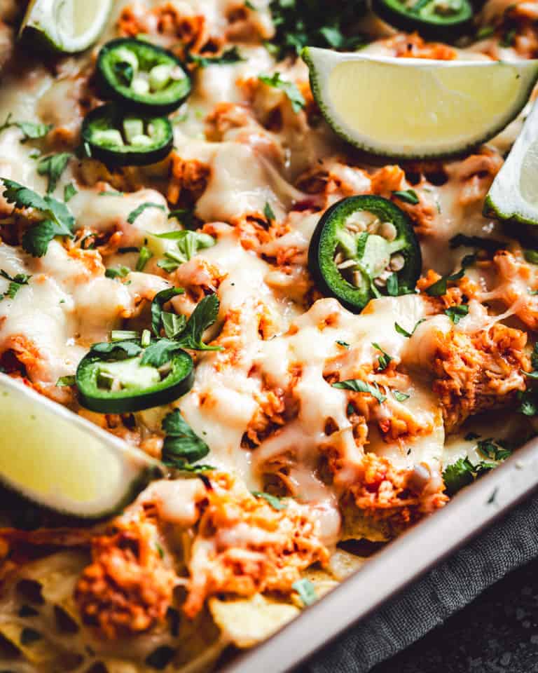 Easy Sheet Pan Shredded Chicken Nachos (Ready in 20 Minutes!) - Pinch ...