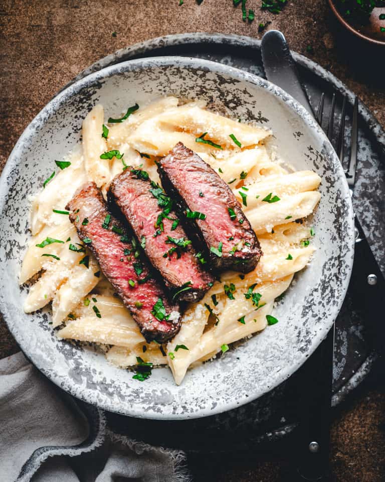 Steak Pasta (30 minute recipe!) - Pinch and Swirl