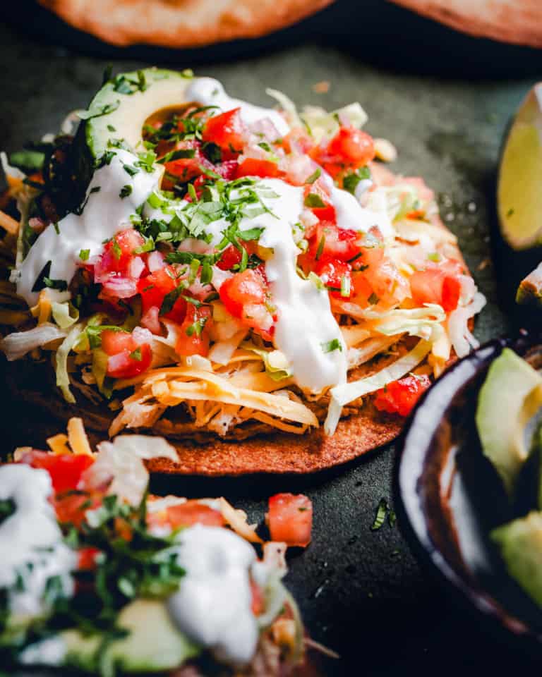Chicken Tostadas (Quick and Easy!) - Pinch and Swirl