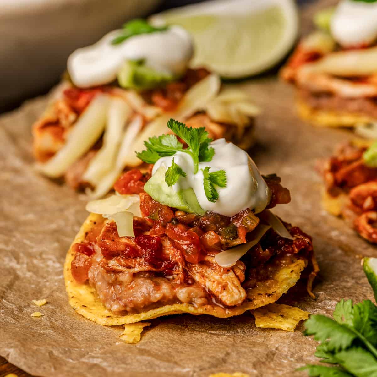 Mini Chicken Tostadas - Pinch and Swirl