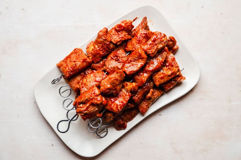 Honey BBQ Pork Kabobs - Pinch and Swirl