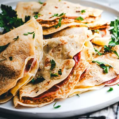 Easy Savory Crepes (Make ahead option!) - Pinch and Swirl