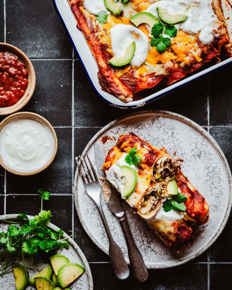 Shredded Beef Enchiladas - Pinch and Swirl