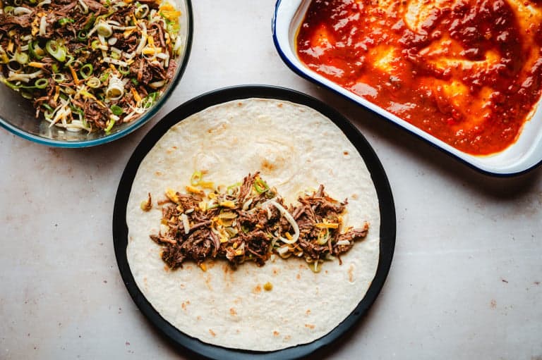Shredded Beef Enchiladas - Pinch and Swirl