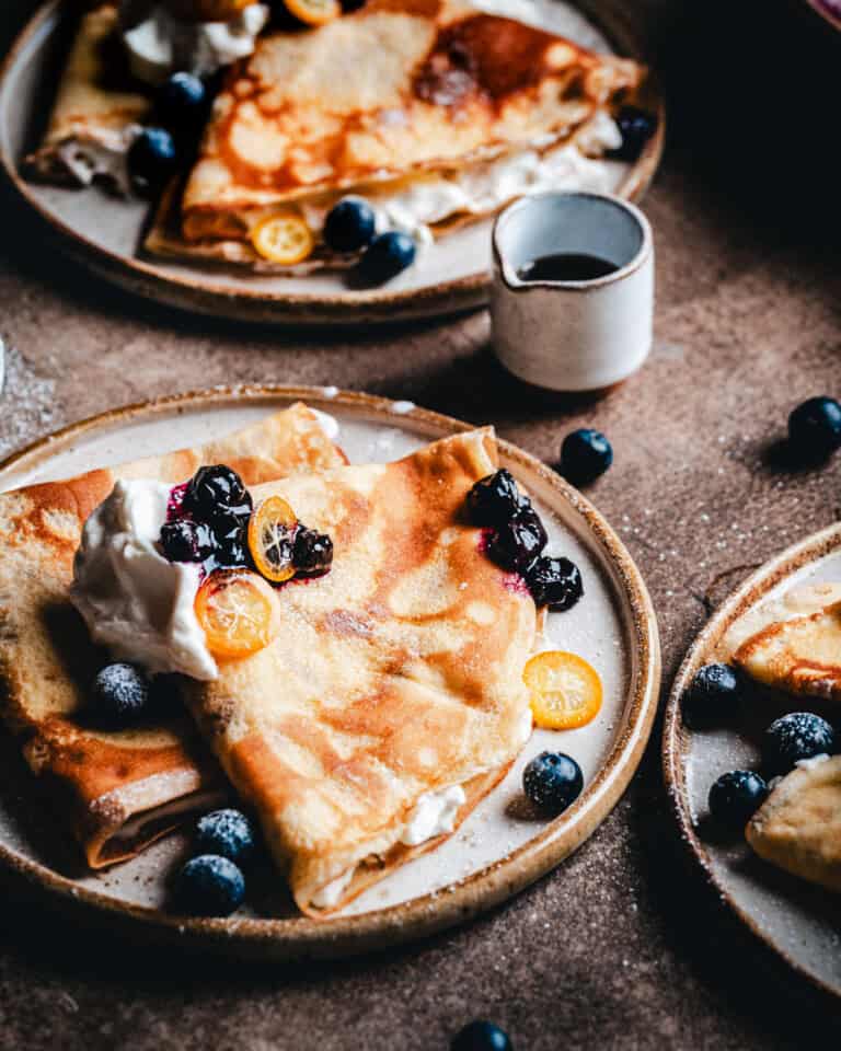 Easy Blueberry Crepes with Cream Filling - Pinch and Swirl